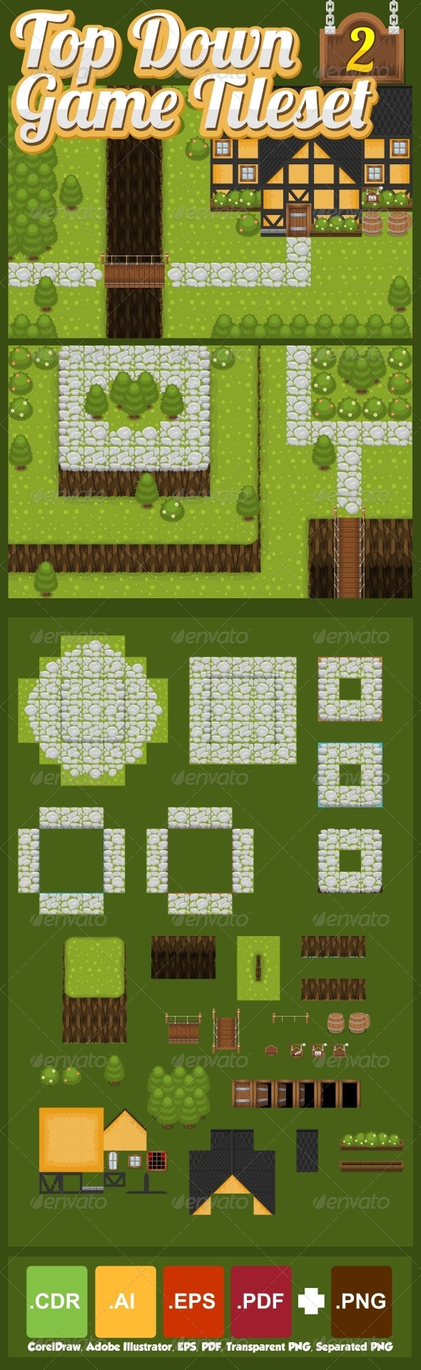 Top-down 2D Game Tilesets from GraphicRiver