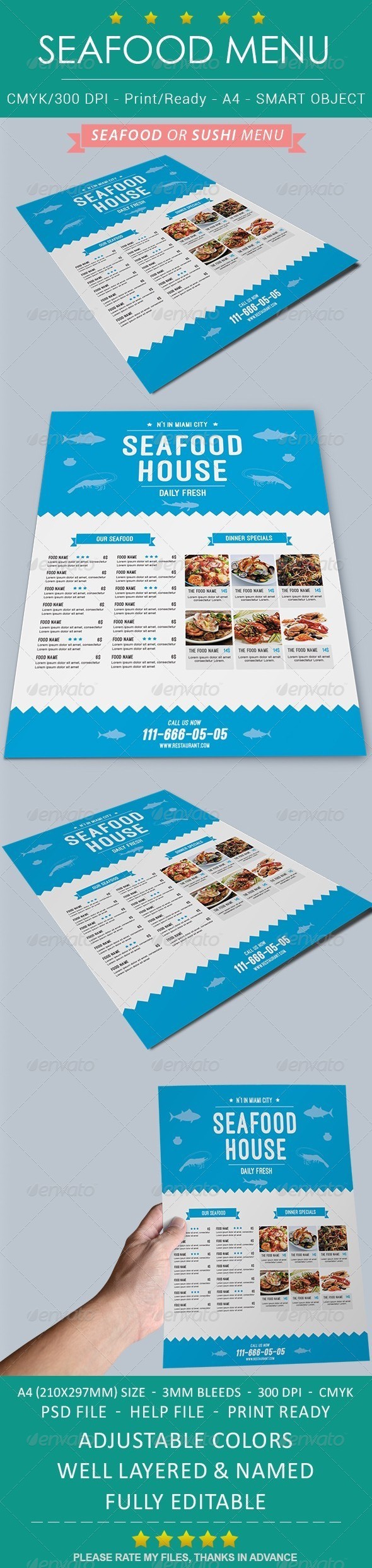 Seafood Flyer Graphics, Designs & Templates from GraphicRiver