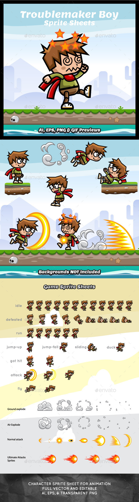 Stickman Game Sprites & Sheet Templates from GraphicRiver