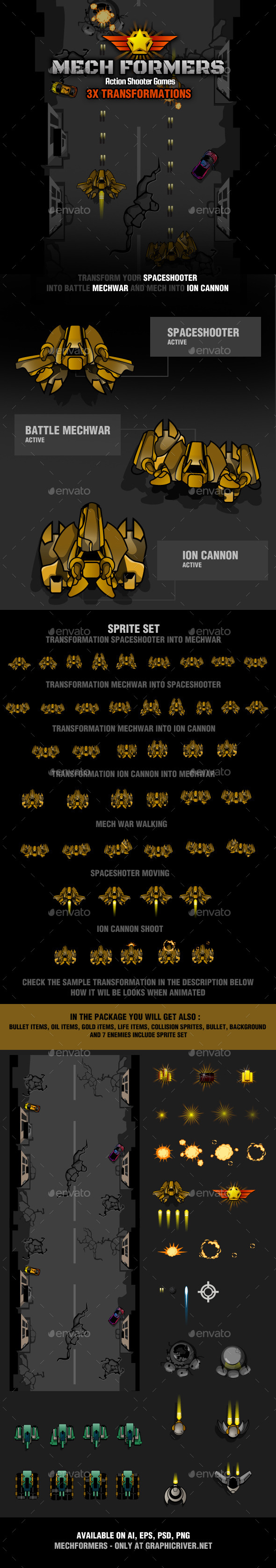 Tank Game Sprites & Sheet Templates from GraphicRiver