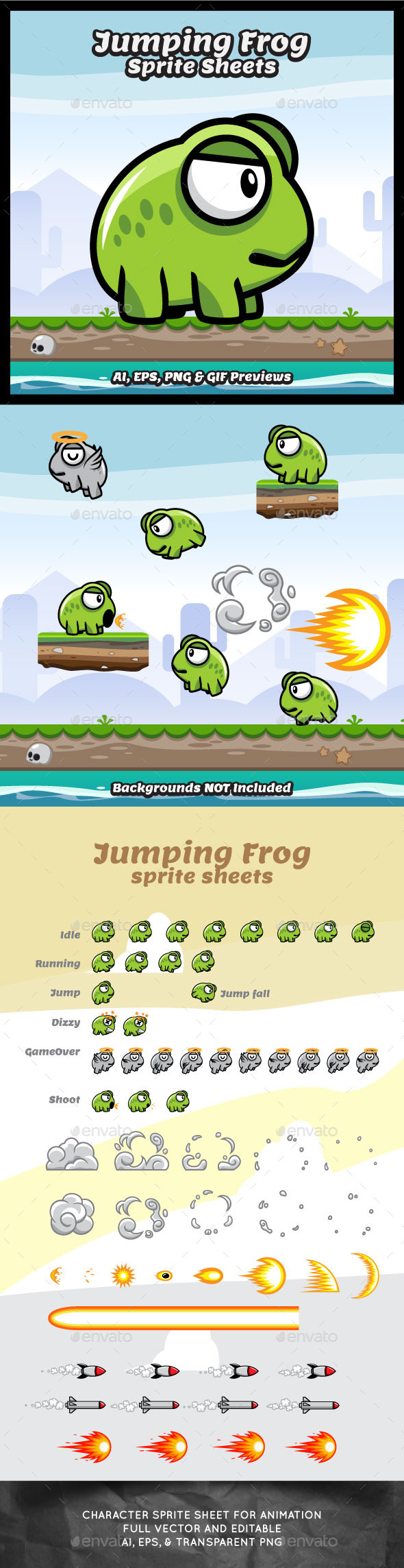 Jumping Game Sprites & Sheet Templates | GraphicRiver