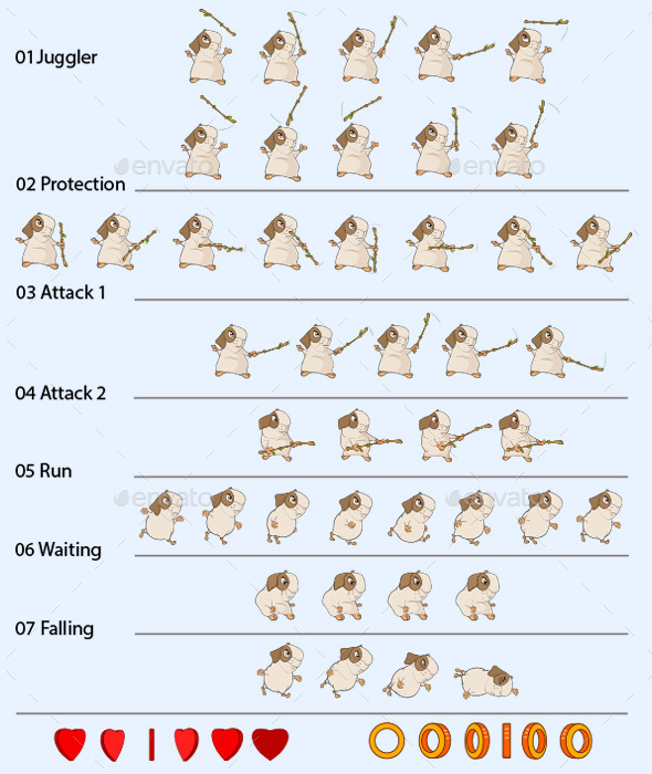Adventurer Game Sprites & Sheet Templates from GraphicRiver