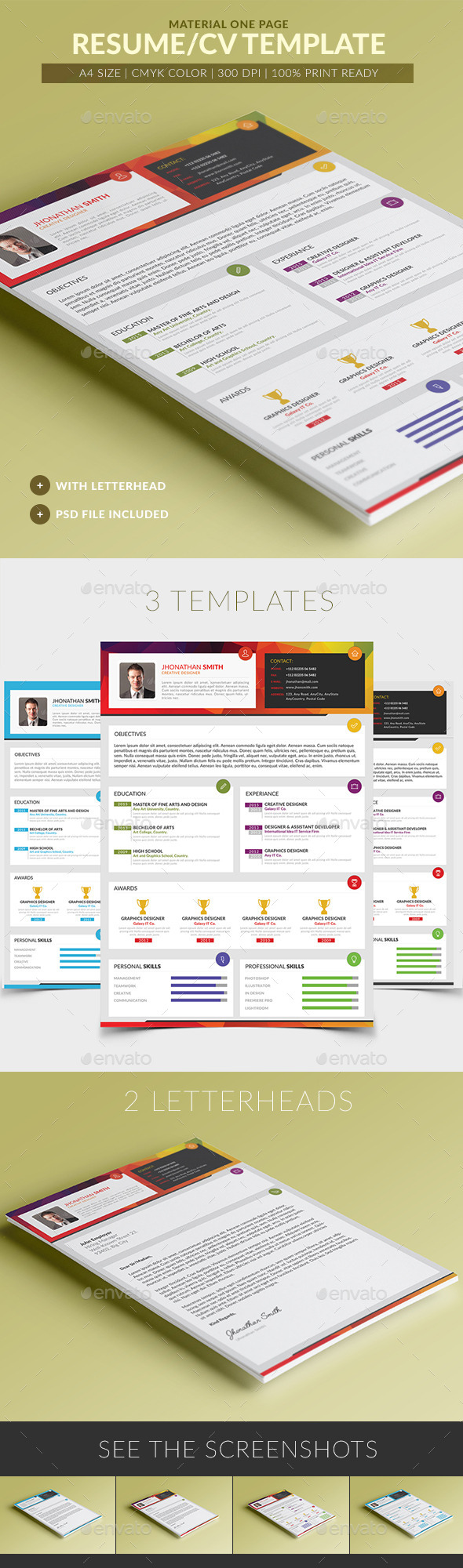 CV-template PSD Graphics, Designs & Templates from GraphicRiver