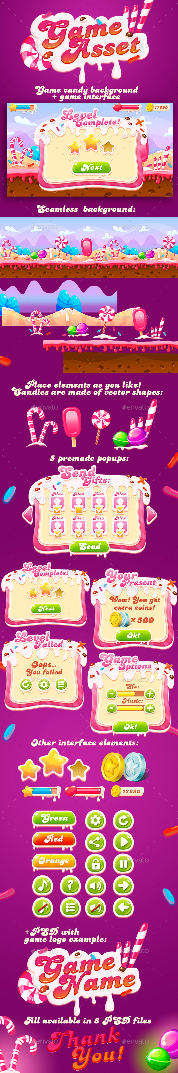 Candy Crush Game Assets from GraphicRiver