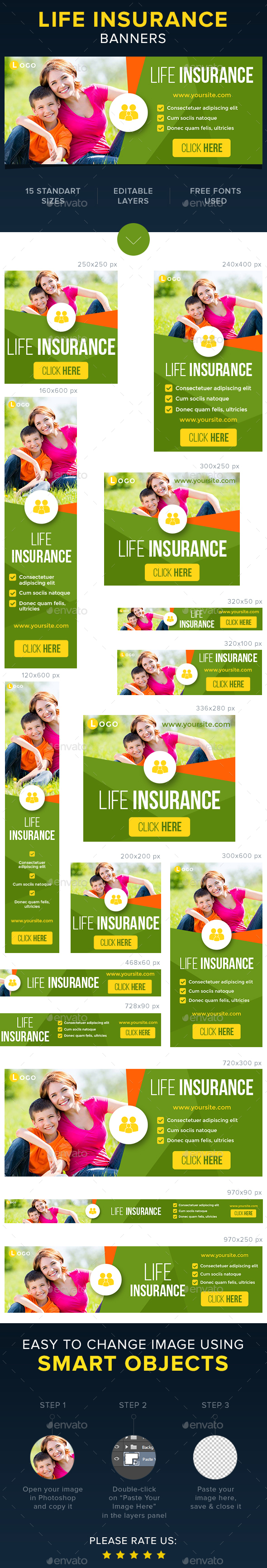 Insurance Banners & Ad Templates from GraphicRiver