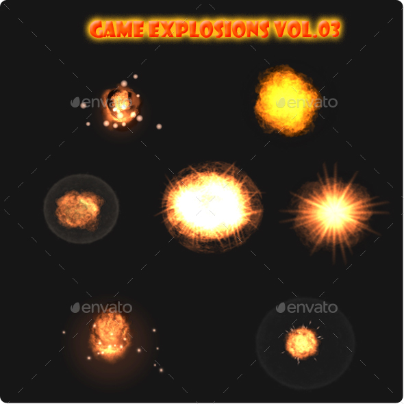 Explosion Game Sprites & Sheet Templates from GraphicRiver