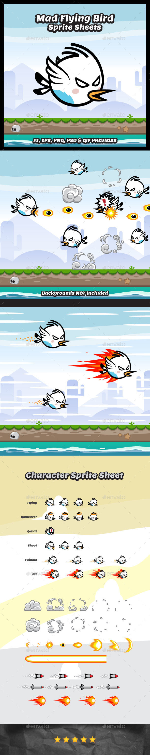 Birds Sprite Game Assets from GraphicRiver