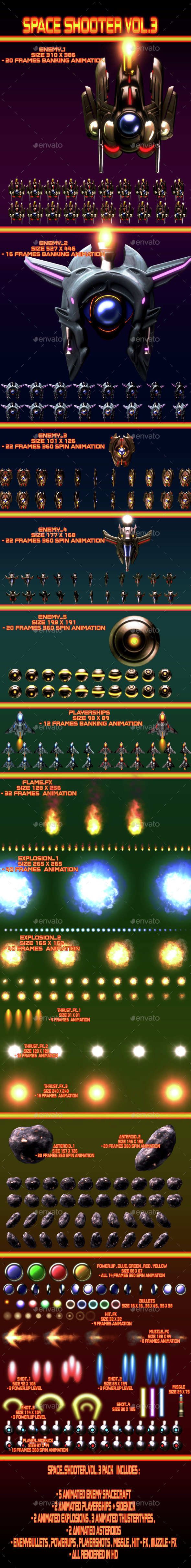 Spaceship 2D Game Sprites & Sheet Templates from GraphicRiver