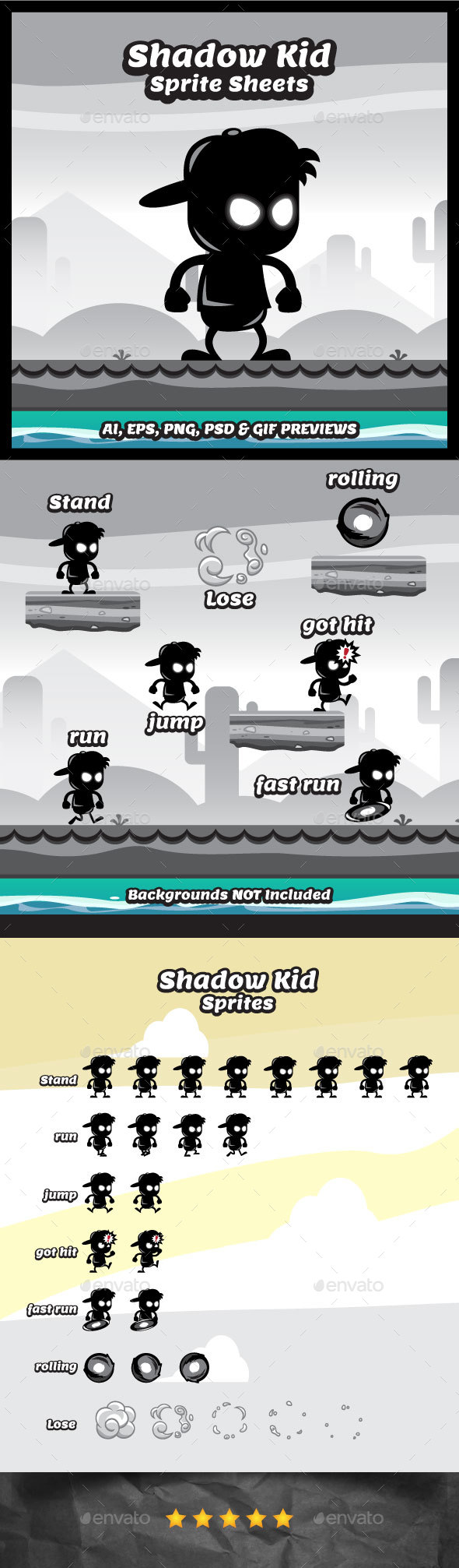 Stickman Game Sprites & Sheet Templates from GraphicRiver