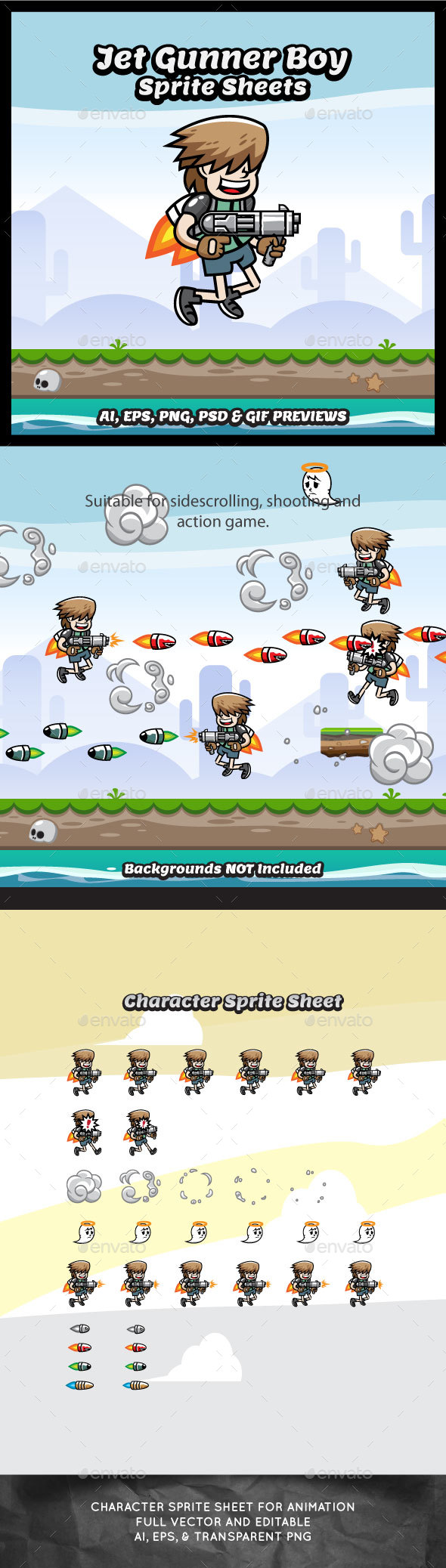 Gunner Sprite Game Sprites & Sheet Templates from GraphicRiver