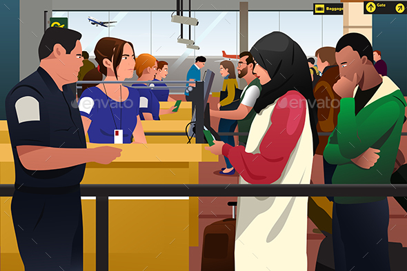 Immigration Cartoon Graphics, Designs & Templates