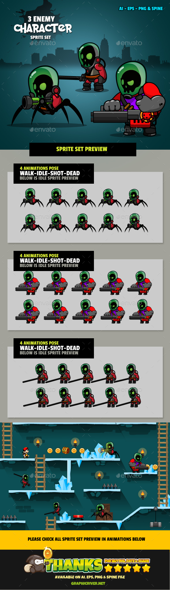 Game Sprites & Sheet Templates from GraphicRiver