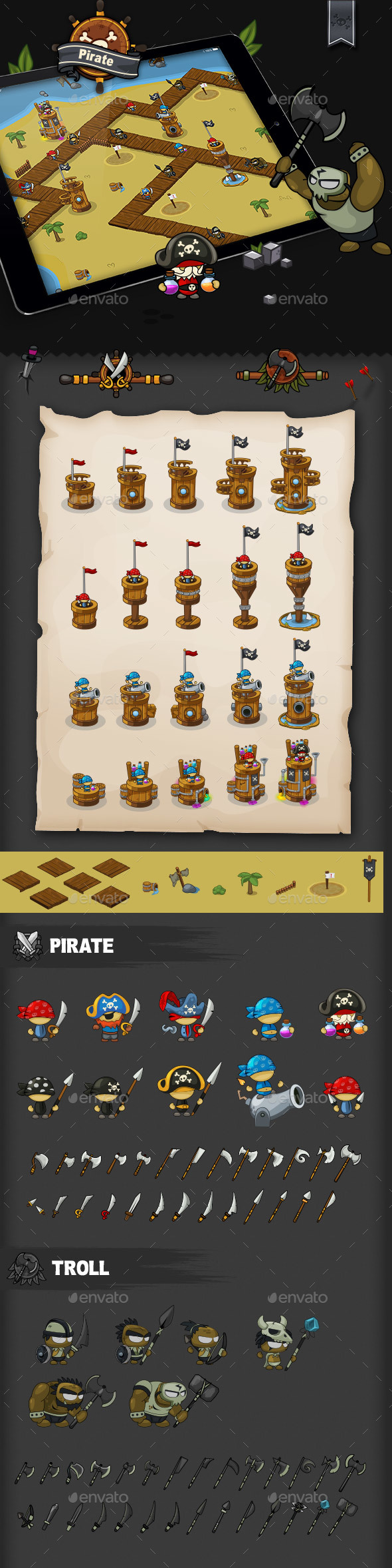 Tower 2D Game Assets from GraphicRiver