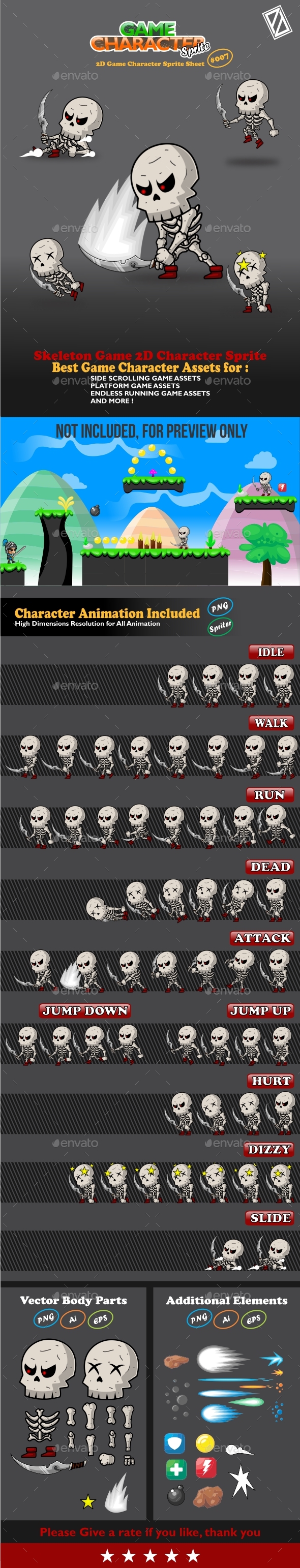 2D Platformer Game Sprites & Sheet Templates from GraphicRiver