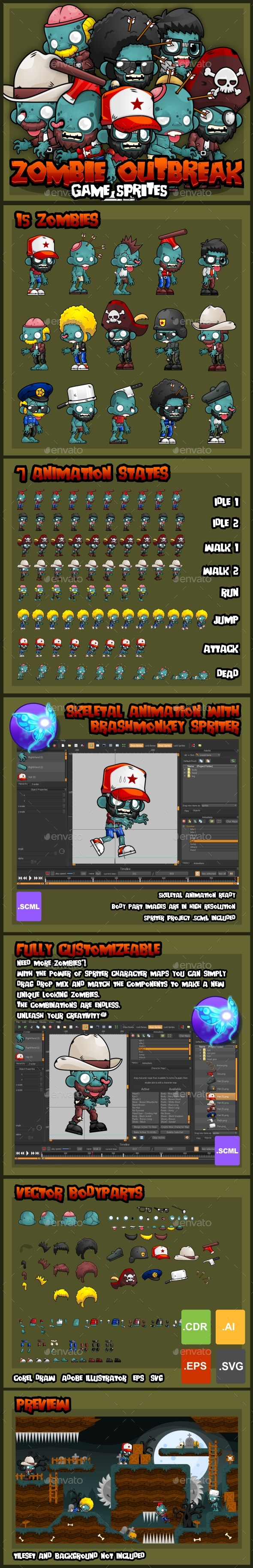 Zombie 2D Game Assets from GraphicRiver