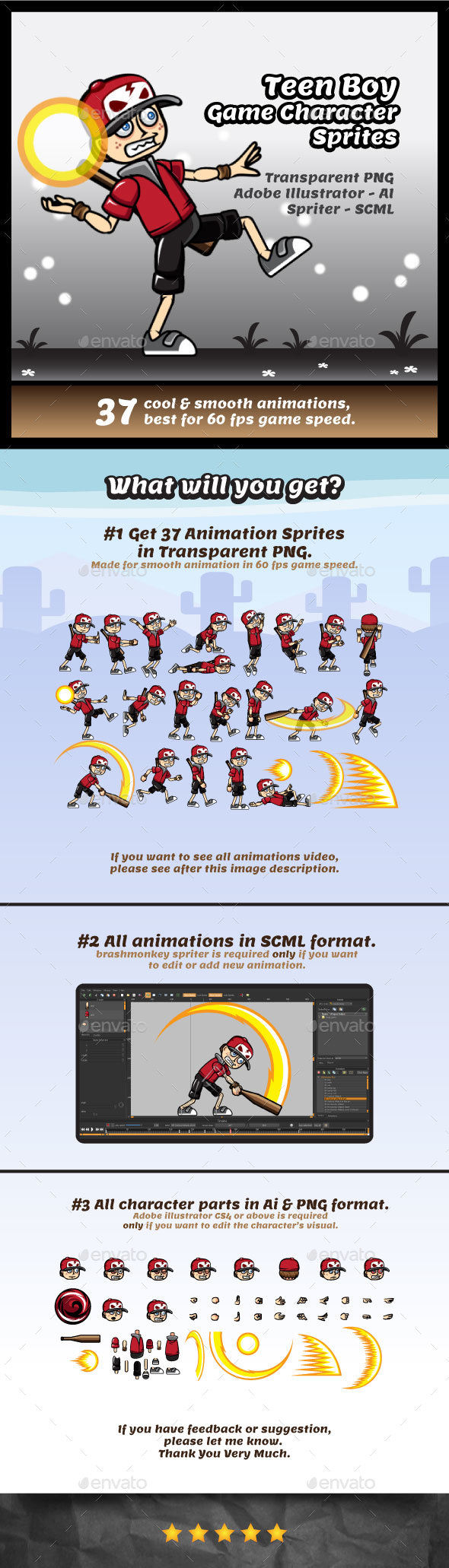 Anime Characters Game Sprites & Sheet Templates