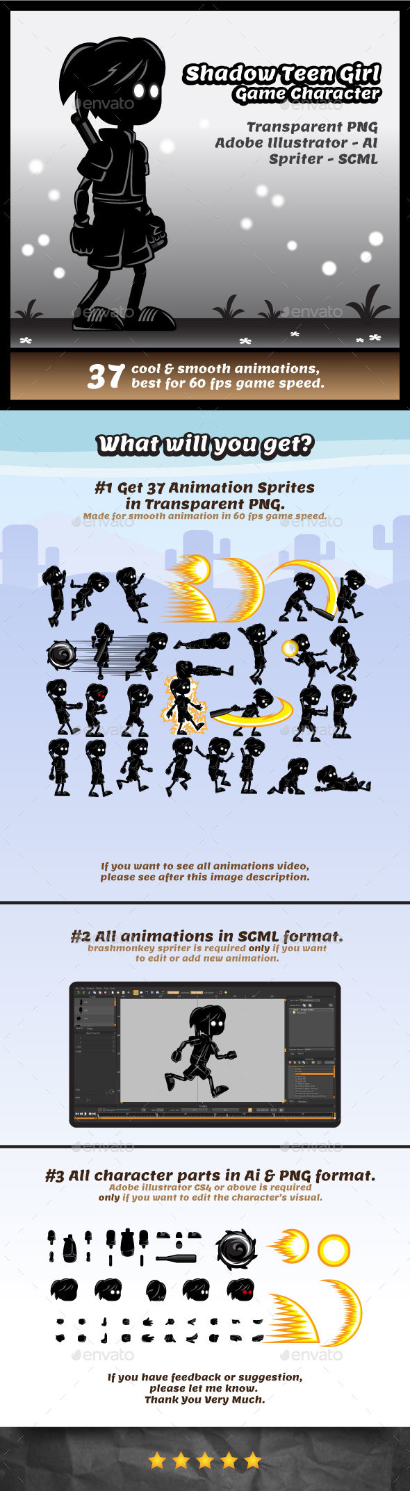 Shadow Game Sprites & Sheet Templates | GraphicRiver