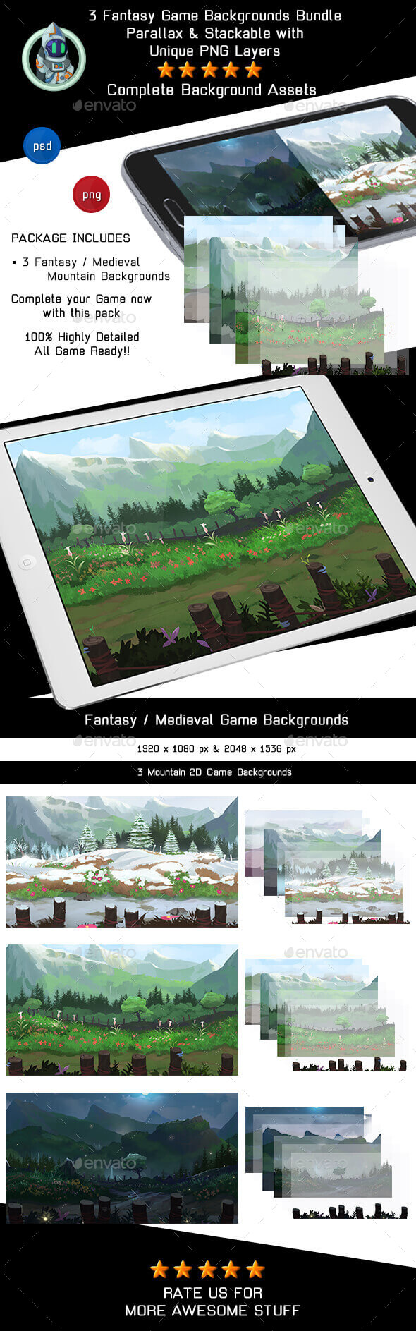 Mountains Game Assets | GraphicRiver