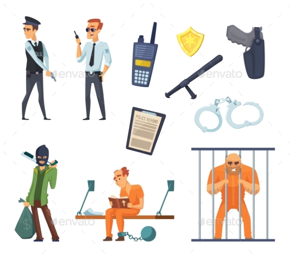 Criminal Cartoon Graphics, Designs & Templates