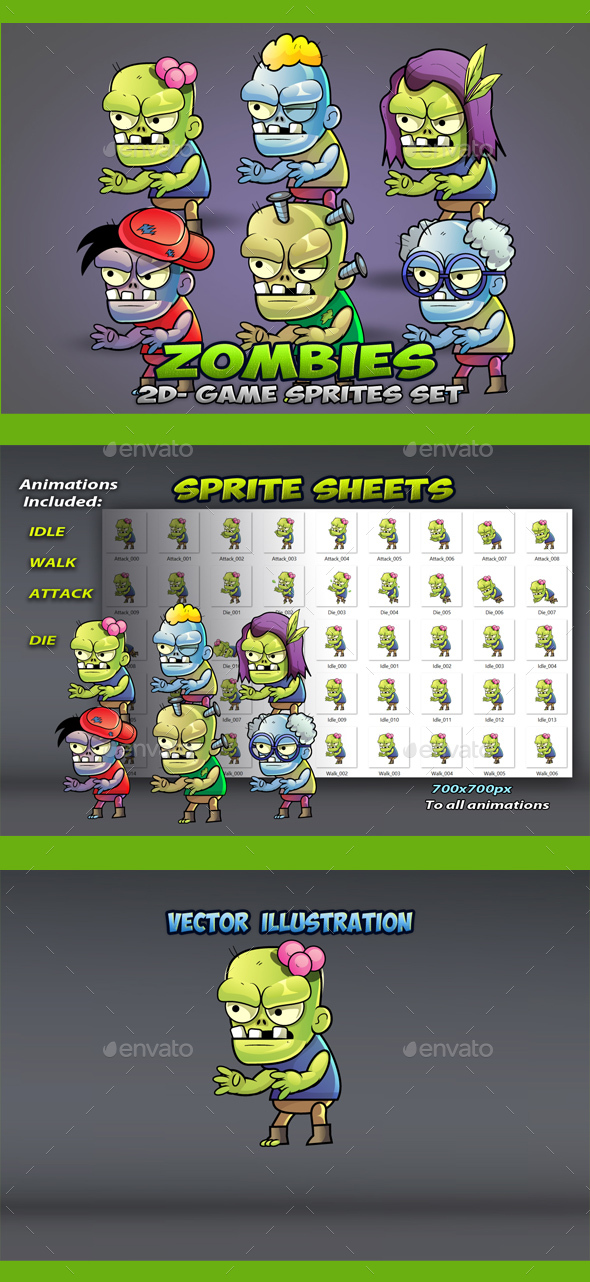 Zombie 2D Game Assets from GraphicRiver