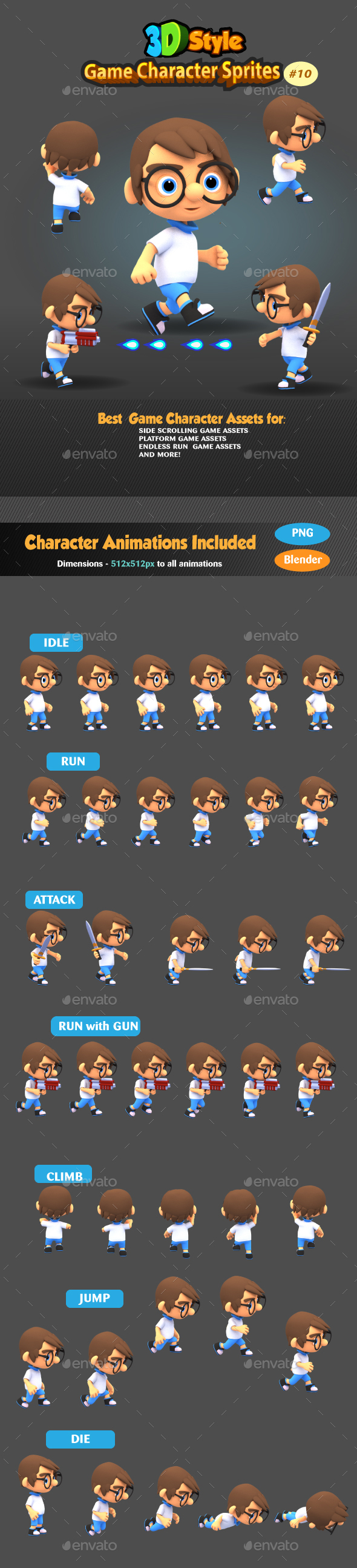 Mario 2D Game Sprites & Sheet Templates from GraphicRiver
