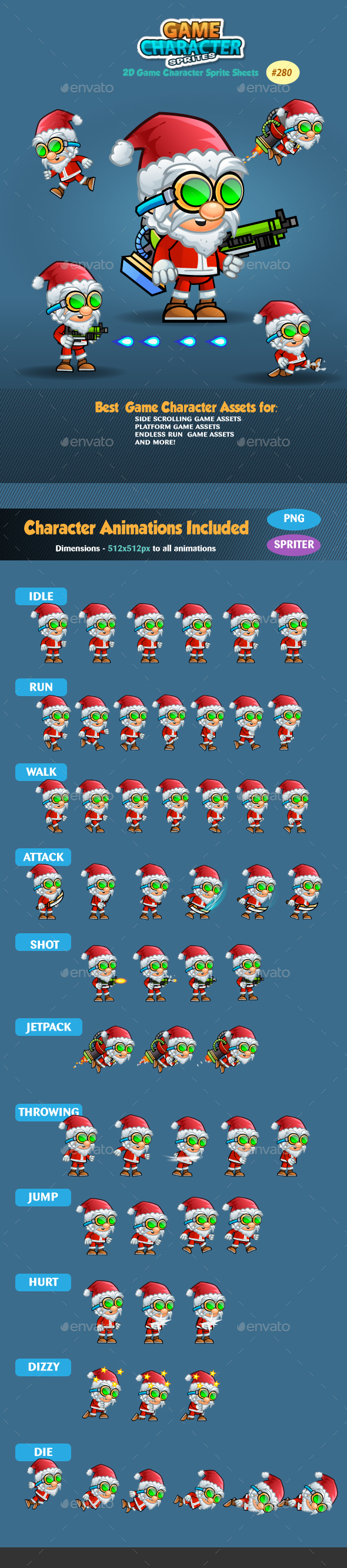 Santa Game Sprites & Sheet Templates | GraphicRiver