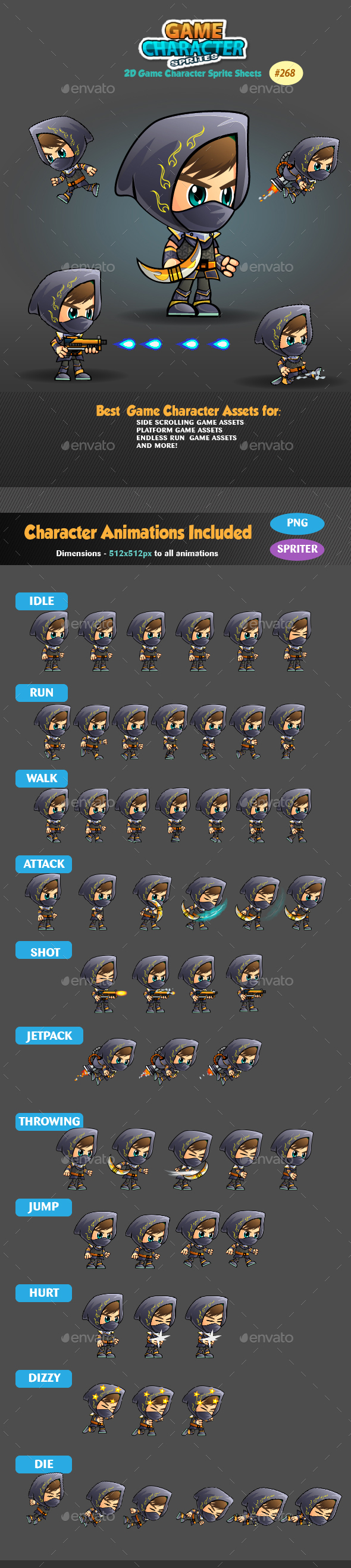 Assassin Game Sprites & Sheet Templates | GraphicRiver