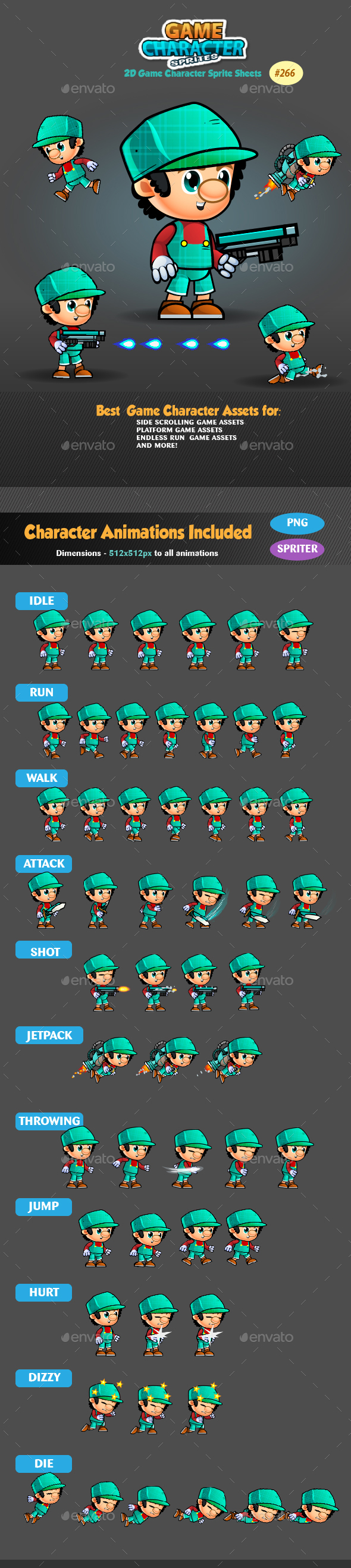 Mario 2D Game Sprites & Sheet Templates from GraphicRiver