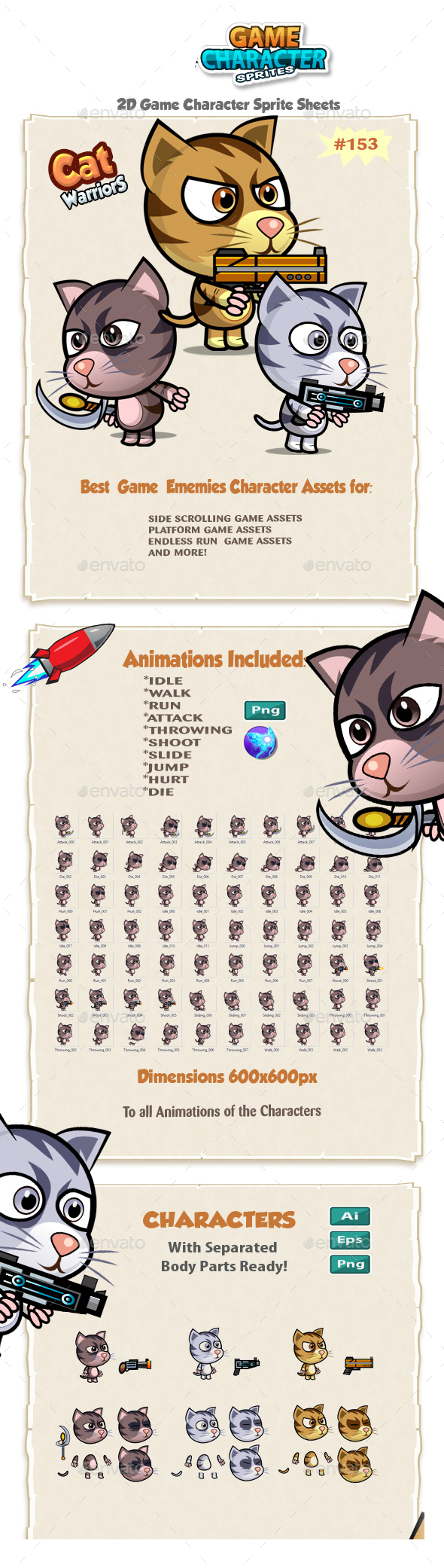 Cat 2D Game Assets from GraphicRiver