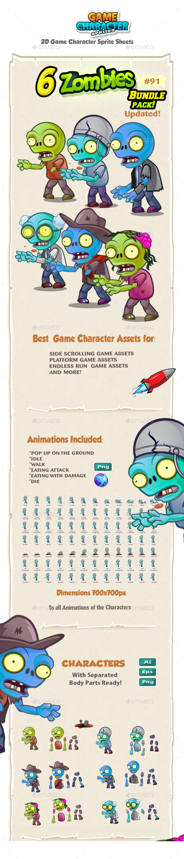 Zombie 2D Game Assets from GraphicRiver