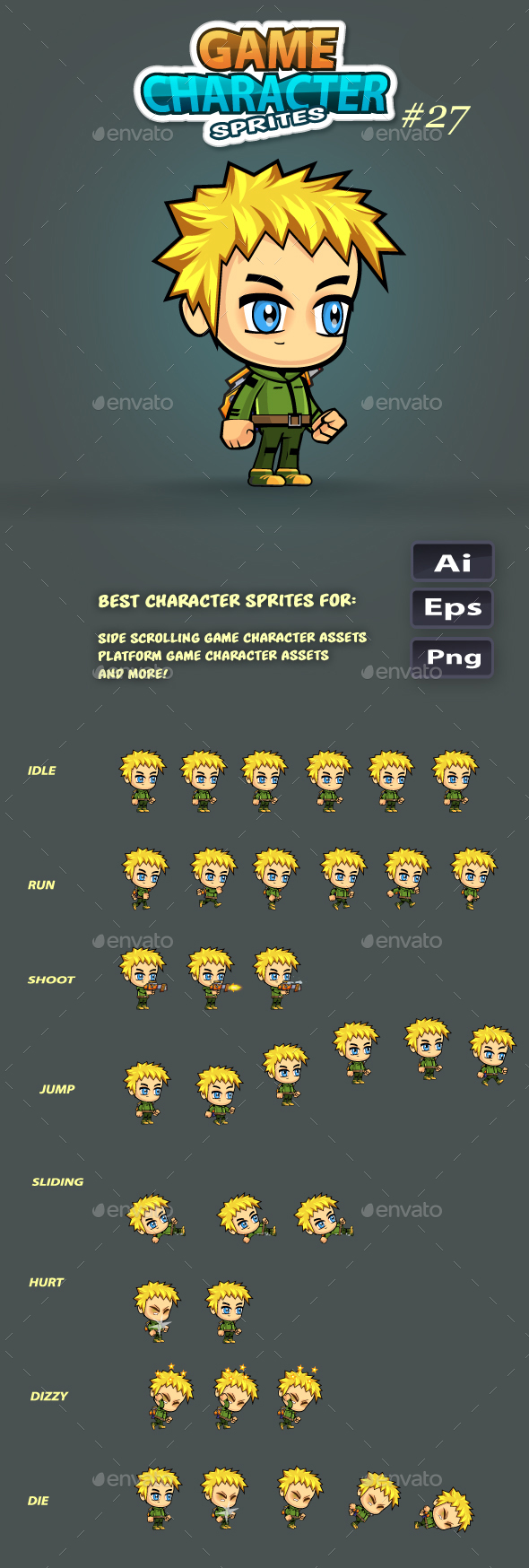 Anime Characters Game Sprites & Sheet Templates