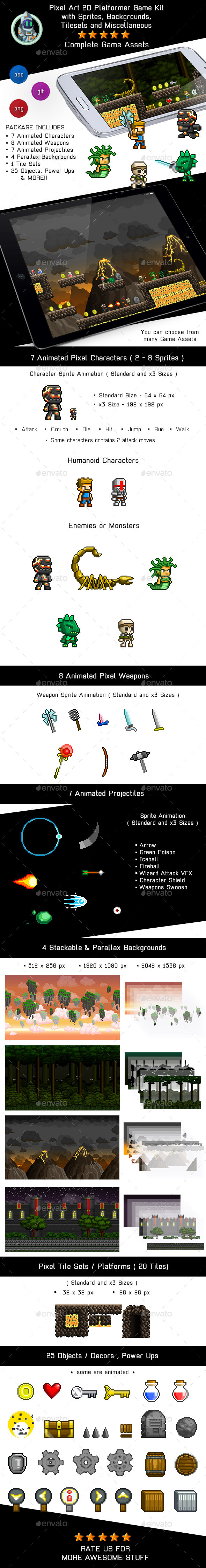 8Bit Game Sprites & Sheet Templates | GraphicRiver