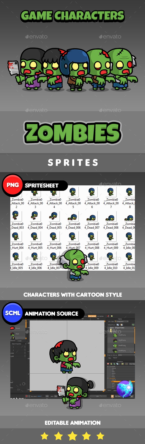 Zombie 2D Game Assets from GraphicRiver
