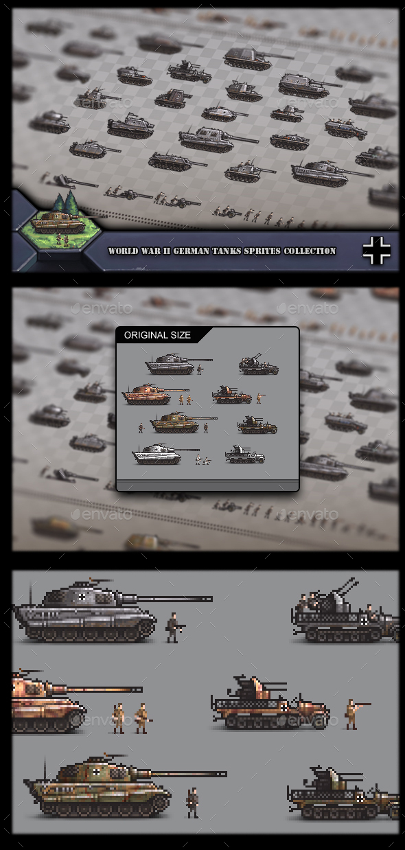 Tank Game Sprites & Sheet Templates from GraphicRiver