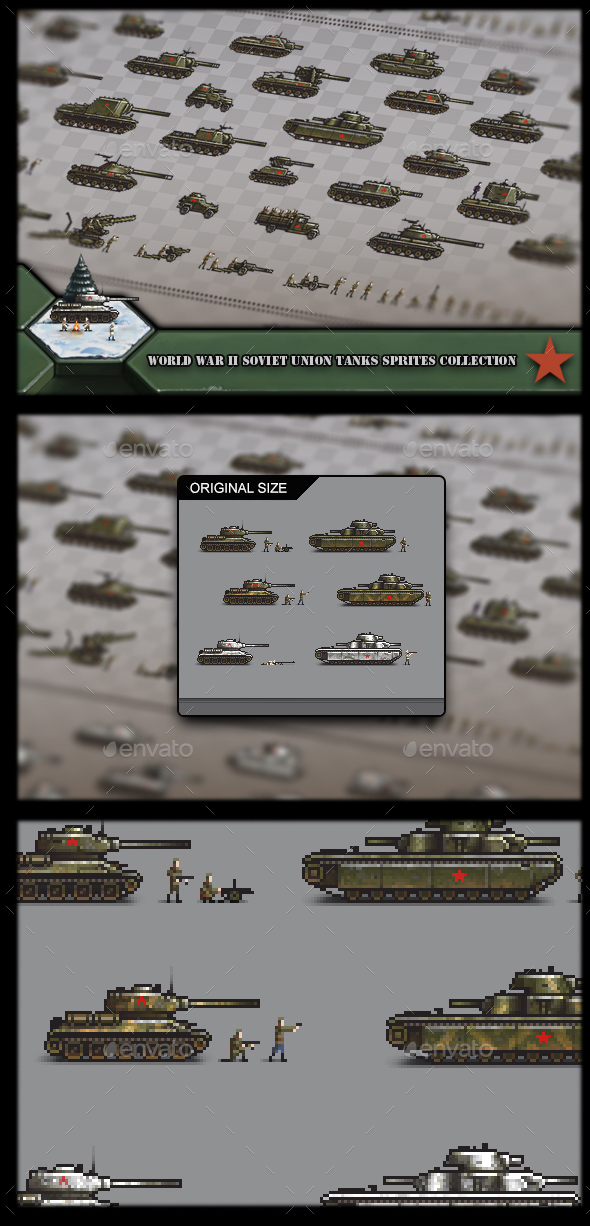 Tank Game Sprites & Sheet Templates from GraphicRiver