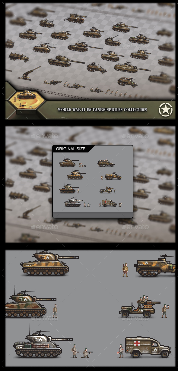Tank Game Sprites & Sheet Templates from GraphicRiver