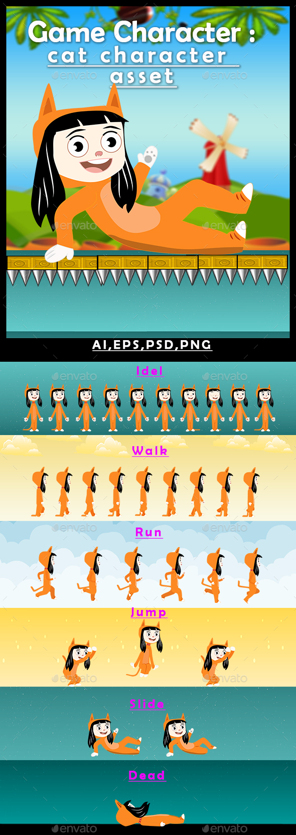 Cat 2D Game Assets from GraphicRiver