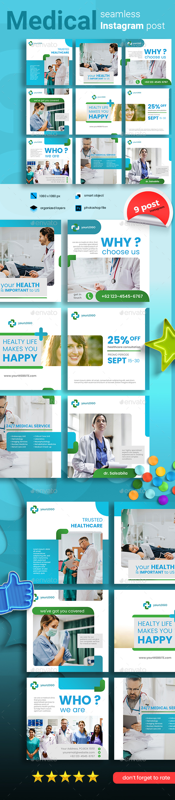 Medical Instagram Graphics, Designs & Templates