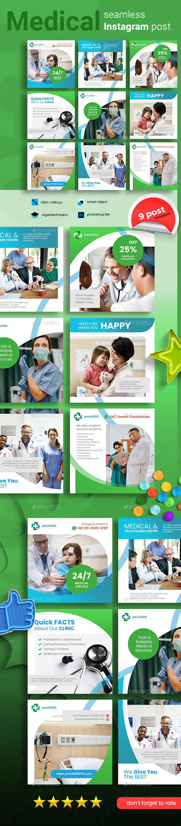 Medical Instagram Graphics, Designs & Templates