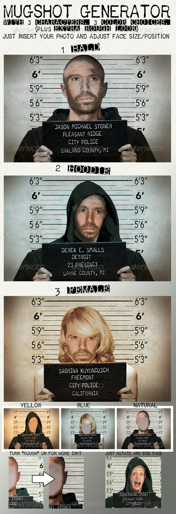 Mugshot Template Graphics, Designs & Templates