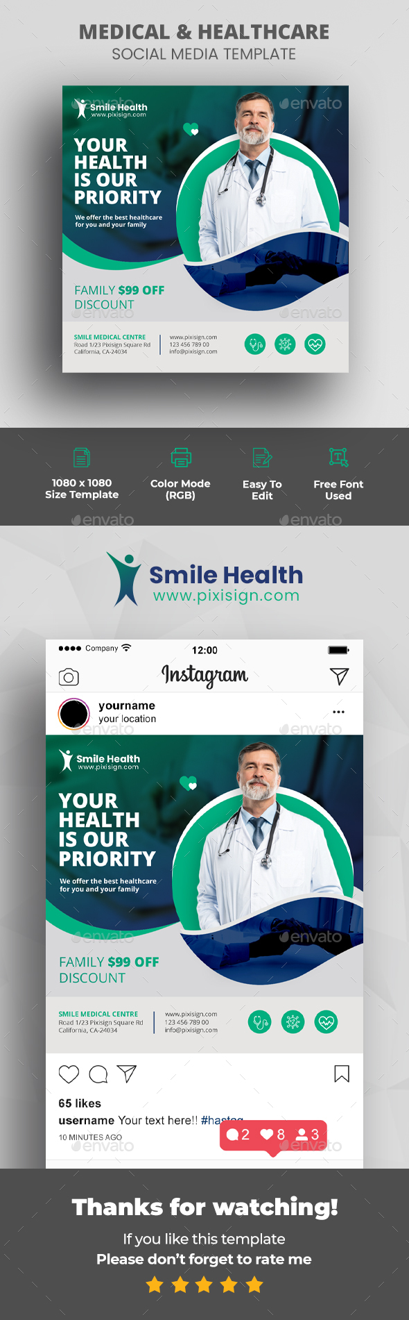 Medical Instagram Graphics, Designs & Templates