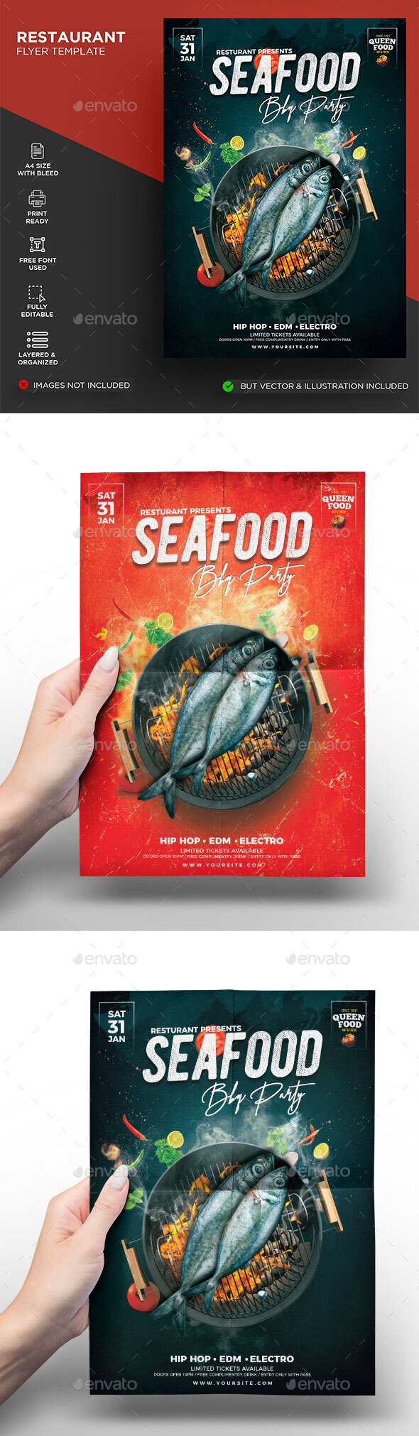 Seafood Flyer Graphics, Designs & Templates from GraphicRiver