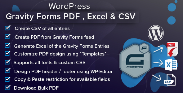 WordPress Gravity Forms PDF Excel CSV Google Sheet Mister Themes
