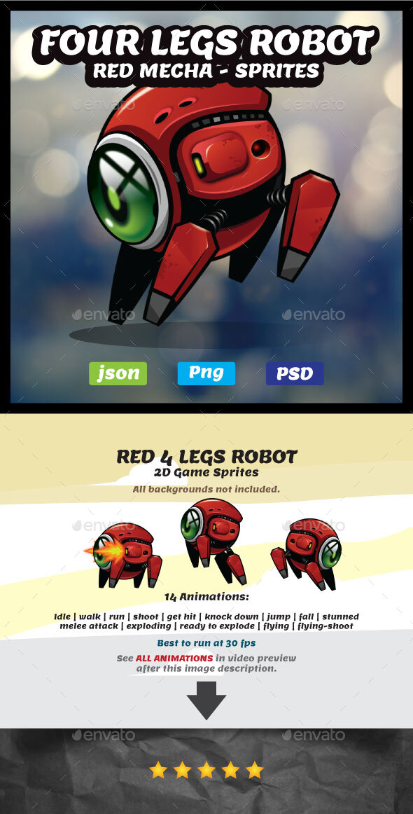 Robot 2D Game Sprites & Sheet Templates from GraphicRiver