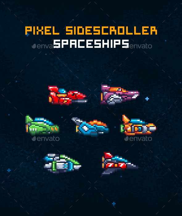 Spaceship 2D Game Sprites & Sheet Templates from GraphicRiver