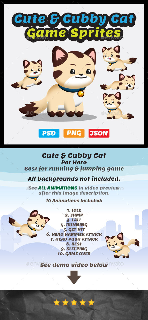 Cat 2D Game Assets from GraphicRiver
