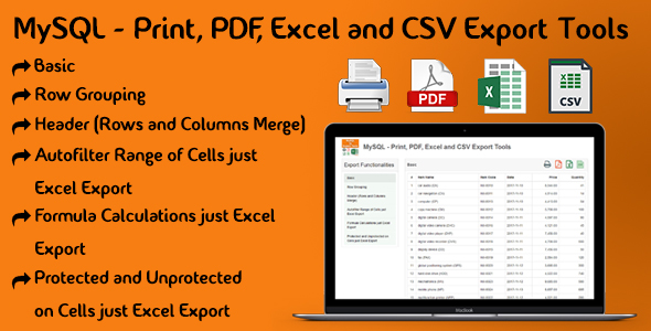 MySQL Print PDF Excel And CSV Export Tools GPLcodes