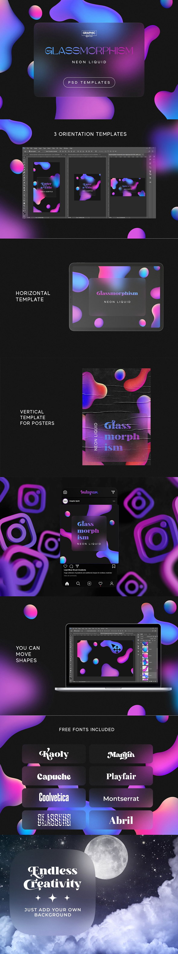 Glassmorphic Photoshop Graphics, Designs & Template