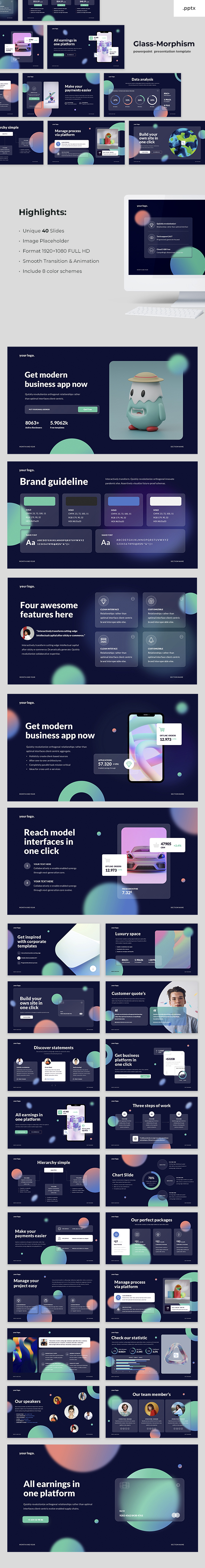 Glassmorphism Presentation Templates | GraphicRiver