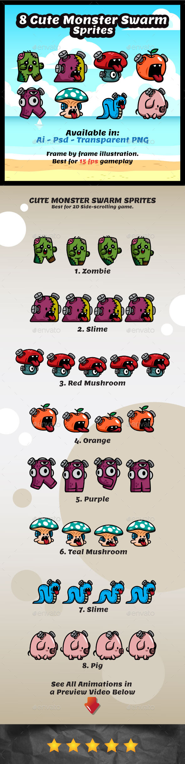 Game Sprites & Sheet Templates from GraphicRiver